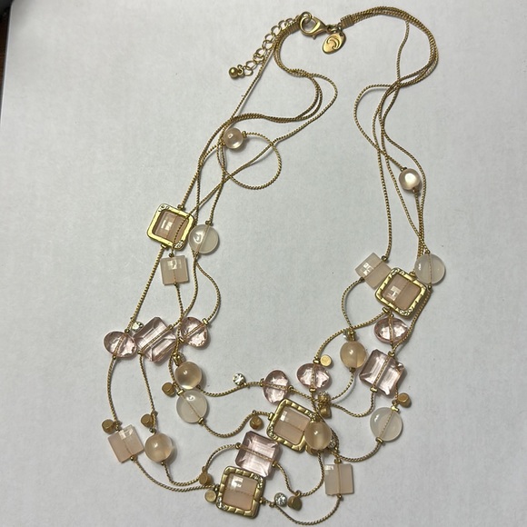 Jewelry | Vintage Rose Gold 4 Tiered Necklacepink Beads | Poshmark